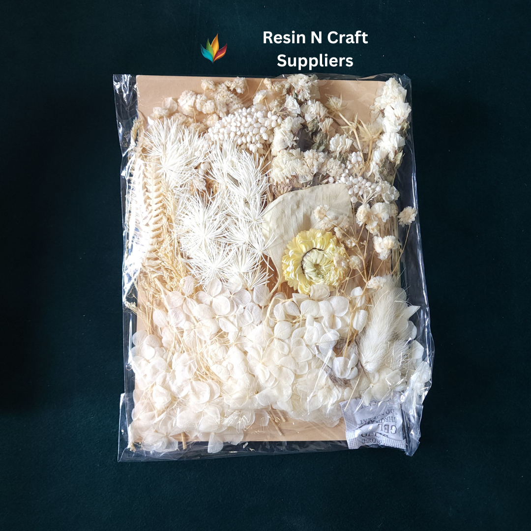 Dry Flower Card Packing (White Theme) (CP001) – RESIN N CRAFT SUPPLIERS